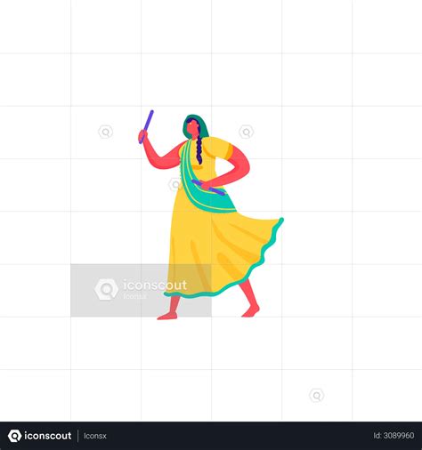 Girl Playing Garba Animated Icon Download In Json Lottie Or Mp4 Format