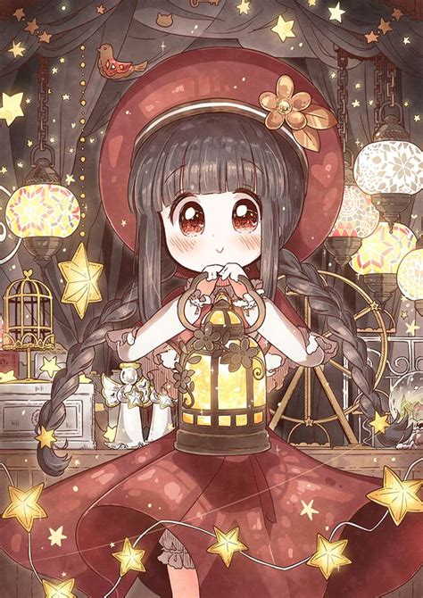 闪闪发光 插画师ねこざとう的童话风女孩插画图片 Bobopic