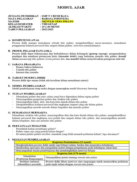 Modul Ajar 6 Menulis Teks Pidato Pdf
