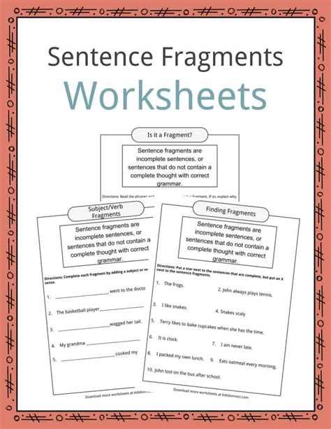 Sentence Or Fragment Worksheet E