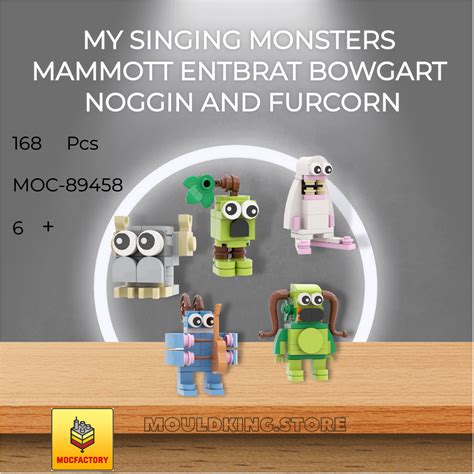 Moc Factory 89458 My Singing Monsters Mammott Entbrat Bowgart Noggin And Furcorn With 168 Pieces