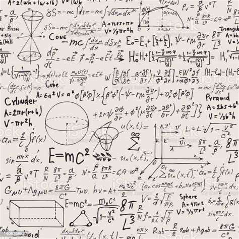 Seamless Pattern With Black Handwritten Text Mathematical Formulas And Equations Stock