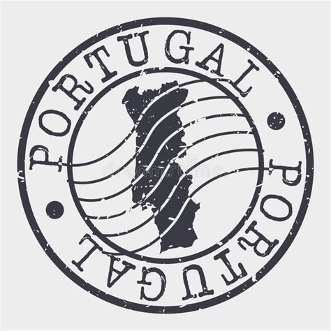 Portugal Silhouette Postal Passport Stamp Round Vector Icon Map