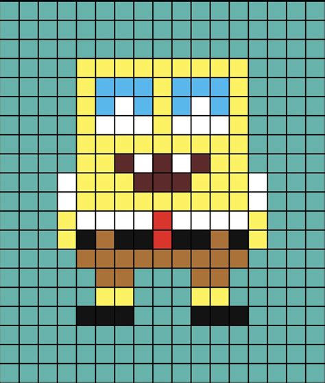 A Small Pixel Art Template Of Spongebob Squarepants Art Films