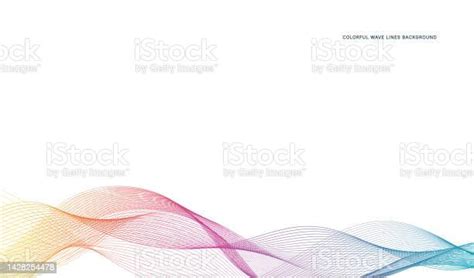 흰색 배경에 화려한 웨이브 라인 무지개 색상은 물결 모양의 선을 구부립니다 디자인 브로셔 웹 사이트 전단지 벡터 스톡