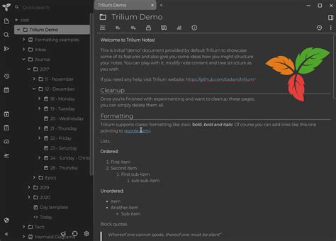 Github Zadam Trilium Build Your Personal Knowledge Base With Trilium