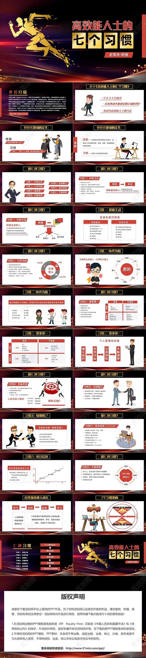 黑色励志大气高效能人士的七个习惯培训课件ppt模板下载 觅知网