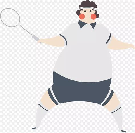 打羽毛球的呆萌胖子PNG图片素材下载 图片编号gyxrwxay 免抠素材网