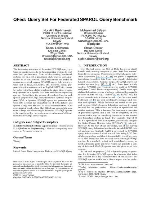 Pdf Qfed Query Set For Federated Sparql Query Benchmark