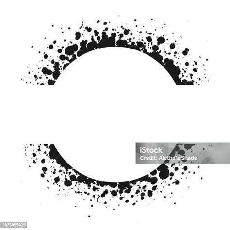 둥근 그런지 잉크 스플래터 프레임 스프레이 낙서 스텐실 테두리 템플릿입니다 거친에 대한 스톡 벡터 아트 및 기타 이미지 거친