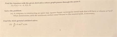 Solved Find The Function With The Given Derivative Whose Chegg