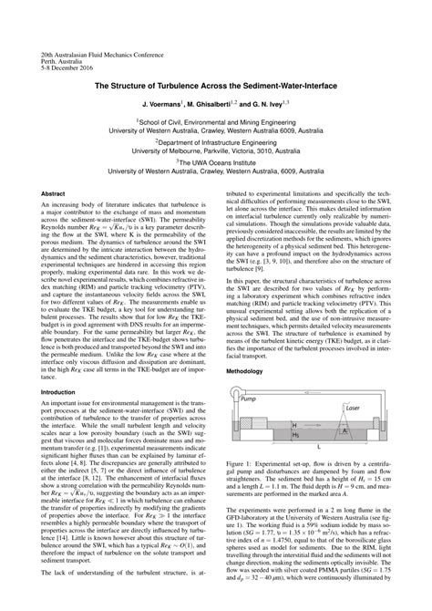 Pdf The Structure Of Turbulence Across The Sediment Water Interface