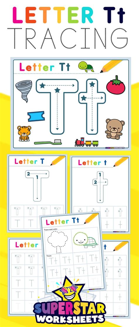 Letter T Tracing Worksheets Superstar Worksheets