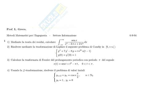 Esercitazioni 4 Esercitazione Di Metodi Matematici