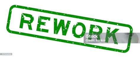 Grunge Green Rework Word Square Rubber Seal Stamp On White Background