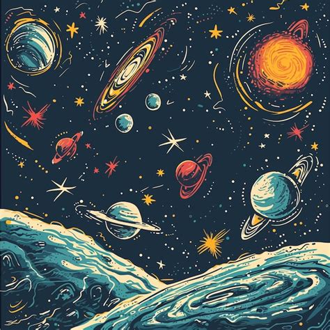 Premium Vector Seamless Pattern With Planets And Rocket