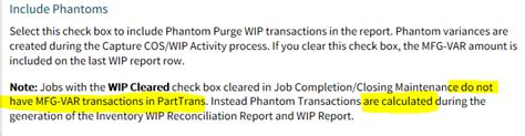 Getting To Bottom Of Wip Report Include Phantoms Epicor Erp 10