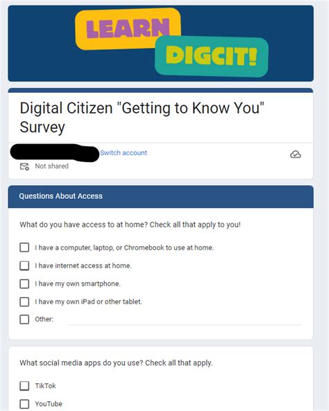 digital citizen survey getting to know you teach digcit