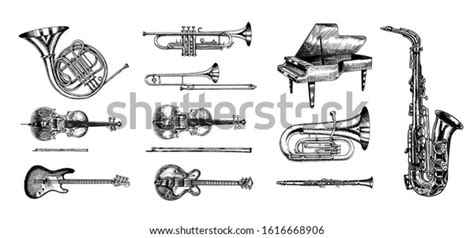 Jazz Classical Wind Instruments Set Musical Stock Vector Royalty Free 1616668906 Shutterstock