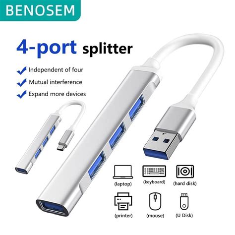 Benosem Usb Type C Hub Multiple Usb Hub Converter In Usb Splitter Ports High Speed Usb