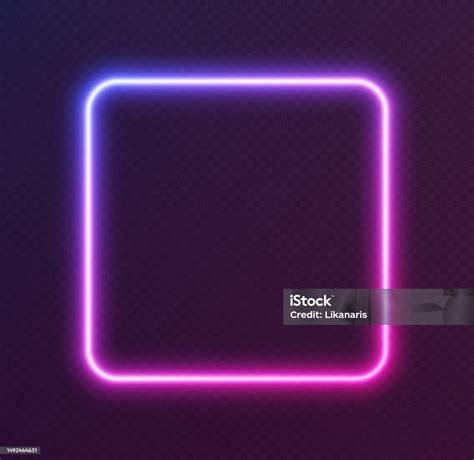 그라데이션 네온 스퀘어 블루핑크 빛나는 테두리가 어두운 배경에 분리되어 있다 화려한 야간 배너 0명에 대한 스톡 벡터 아트 및 기타 이미지 Istock