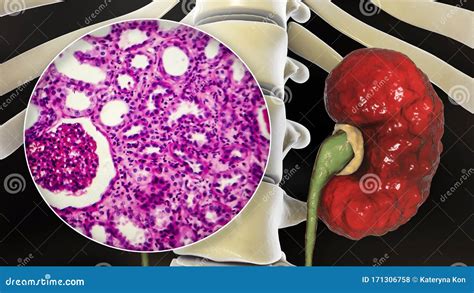 Chronic Pyelonephritis Illustration And Light Micrograph