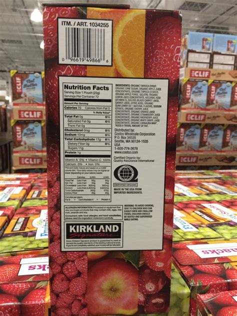 Costco 1034255 Kirkland Signature Organic Fruity Snack Back Costcochaser