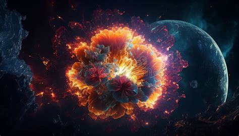 A Flower In Space The Size Of A Planet Catastrophe Galactic Nebulae Generative Ai Stock