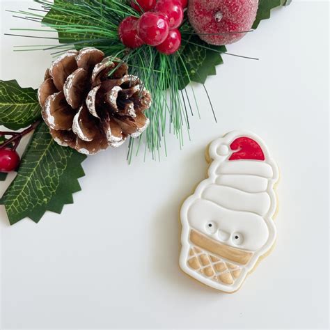 Ice Cream With Santa Hat Cookie Cutter And Embosser Set Bake My Design
