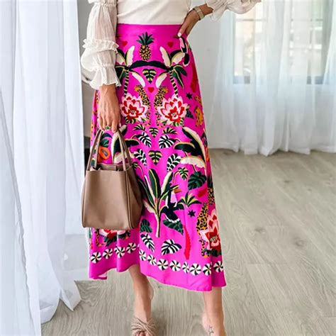 Falda Acampanada Estampada Para Mujer Faldas Elegantes Con Estampado De