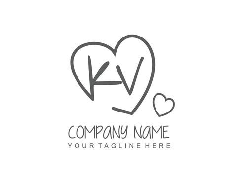 Initial KV With Heart Love Logo Template Vector Vector Art At Vecteezy