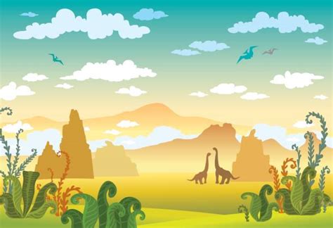 Prehistoric Dinosaur Landscape Illustrations Royalty Free Vector