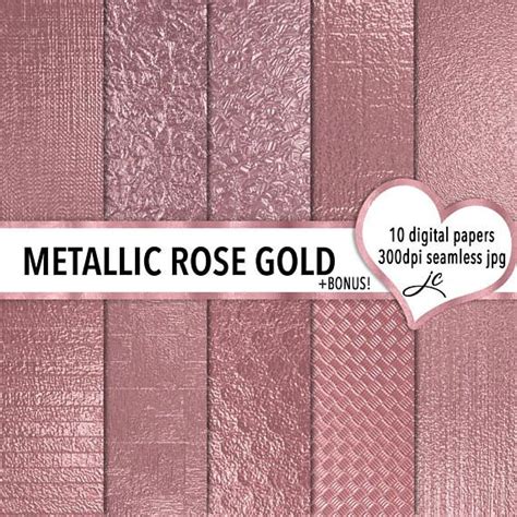 Metallic Rose Gold Digital Papers BONUS Photoshop Pattern Etsy Gold