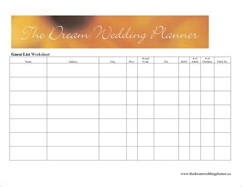 Wedding Invite List Spreadsheet Regarding Wedding Guest List Worksheet