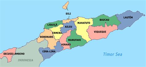 Grande Mapa Administrativo De Timor Oriental Timor Oriental Asia