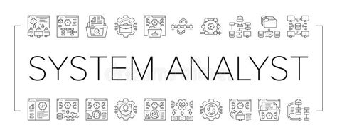 System Analyst Data Icons Set Vector Stock Illustration Illustration Of Metrics Platform