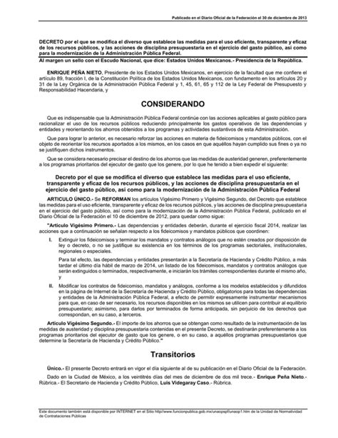Decreto Por El Que Se Modifica El Diverso Que Establece Las