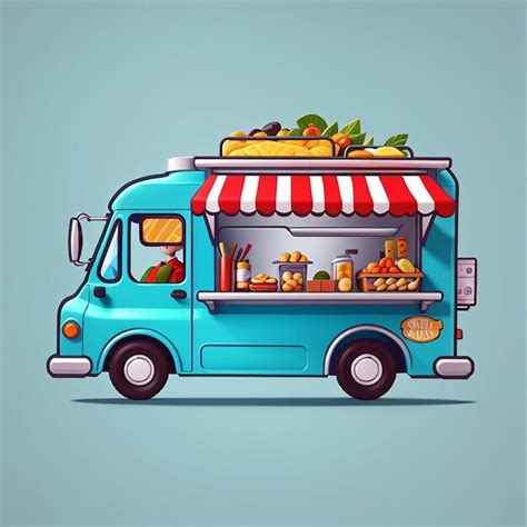 Colección De Camiones De Comida Ícono Vectorial De Dibujos Animados