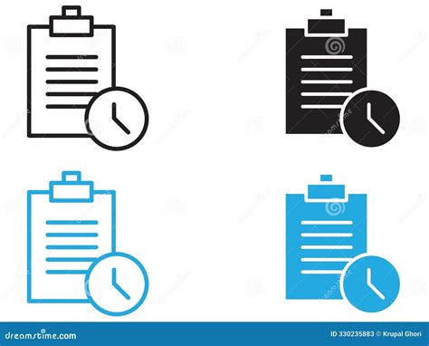 Testing Time Icon Black And White Vector Outline Sign Stock Illustration Illustration Of