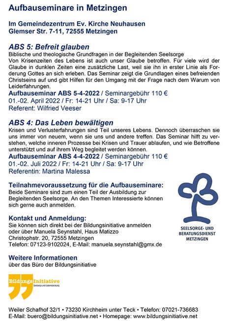 Aufbauseminare 2022 In Metzingen Haus Matizzo Metzingen