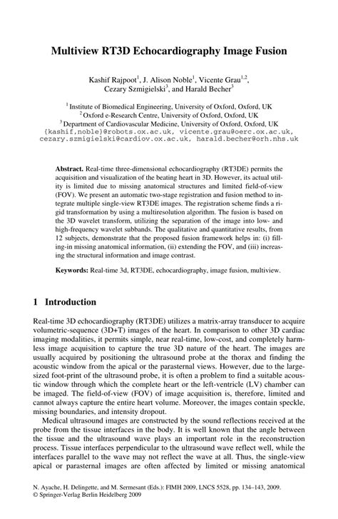 pdf multiview rt3d echocardiography image fusion