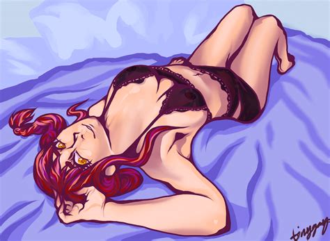 Rule 34 Chainsaw Man Light Skinned Female Lingerie Makima Chainsaw Man Orange Eyes Red Hair