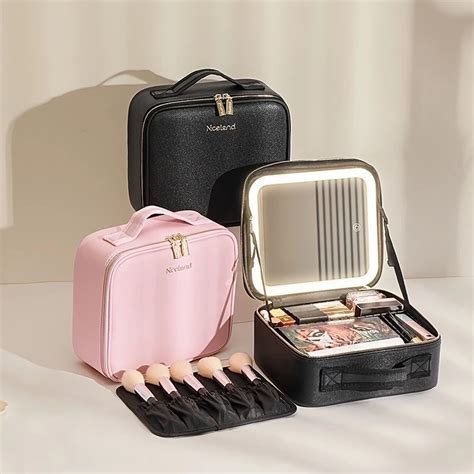Kit Maleta Maquiagem Espelho E Luz Led Usb Cabo Makeup