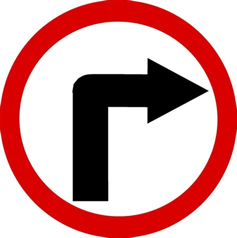 Turn Right Traffic Road Sign Vector Illustration Isolated On White