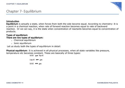 Chapter Equilibrium Ef CHAPTER EQUILIBRIUM Chapter Equilibrium Introduction