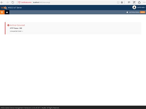 Error After Login Into Wso2 Iot Server Device Management Console