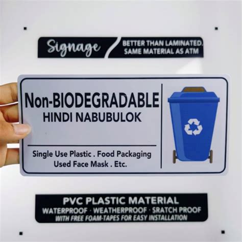 Signage Non Biodegradable Hindi Nabubulok Pvc Plastic Material