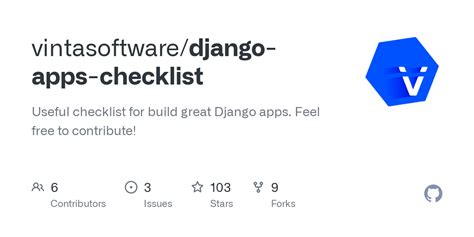 github vintasoftware django apps checklist useful checklist for
