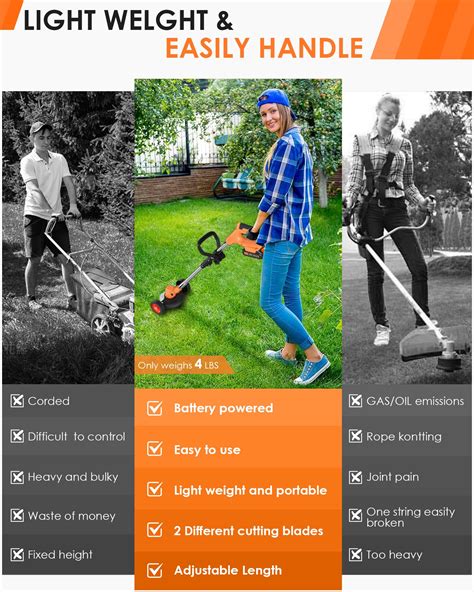 Cordless Weed Wacker 3 In 1 Stringless Grass Trimmer