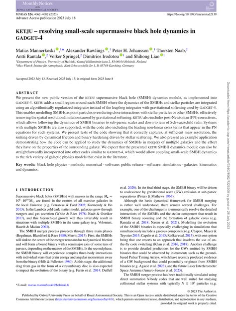 Pdf Ketju Resolving Small Scale Supermassive Black Hole Dynamics In Gadget 4